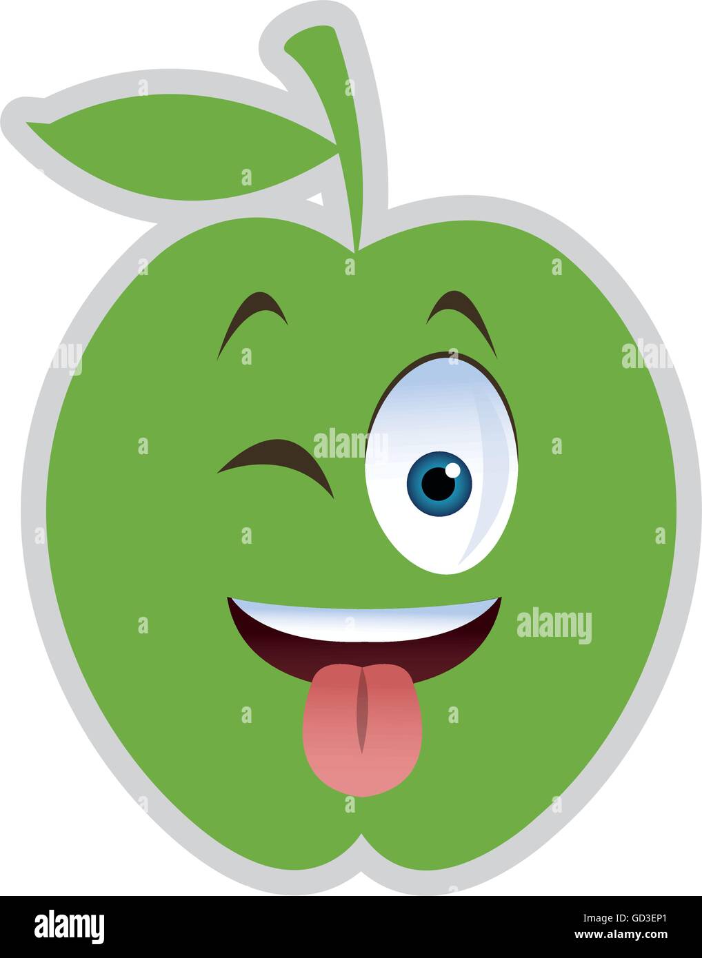 wink tongue out apple cartoon icon Stock Vector Image & Art - Alamy