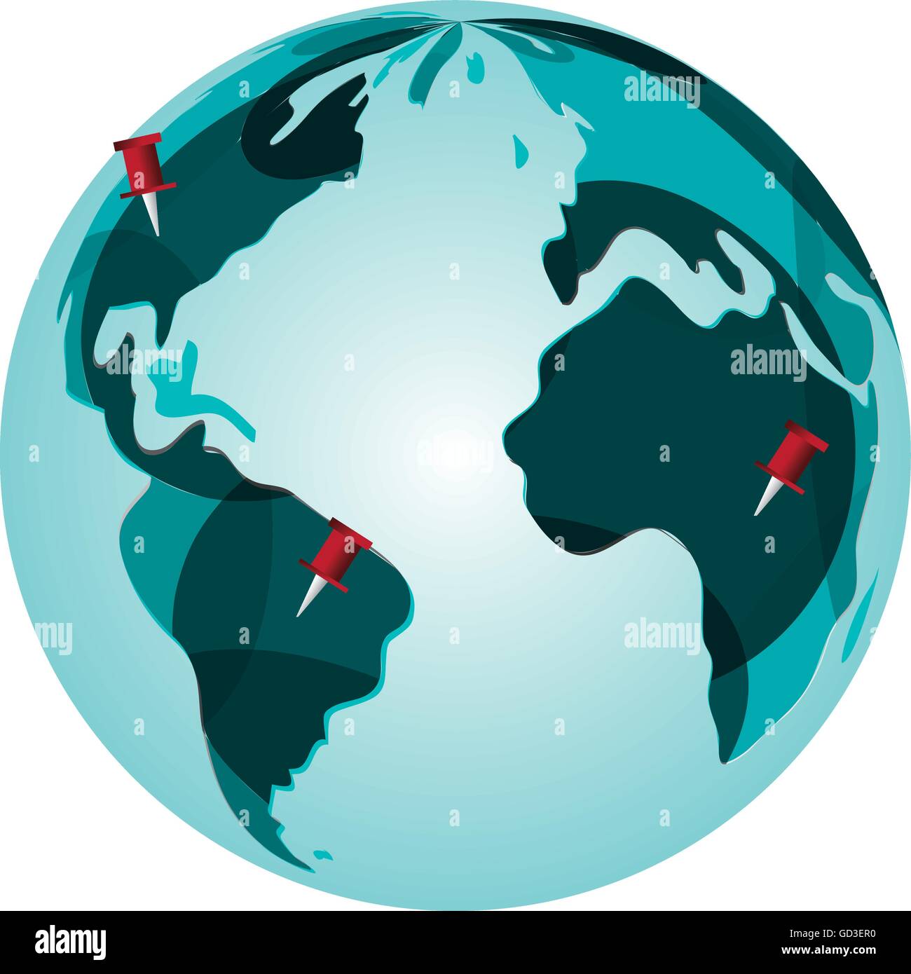 earth globe with pins icon Stock Vector Image & Art - Alamy