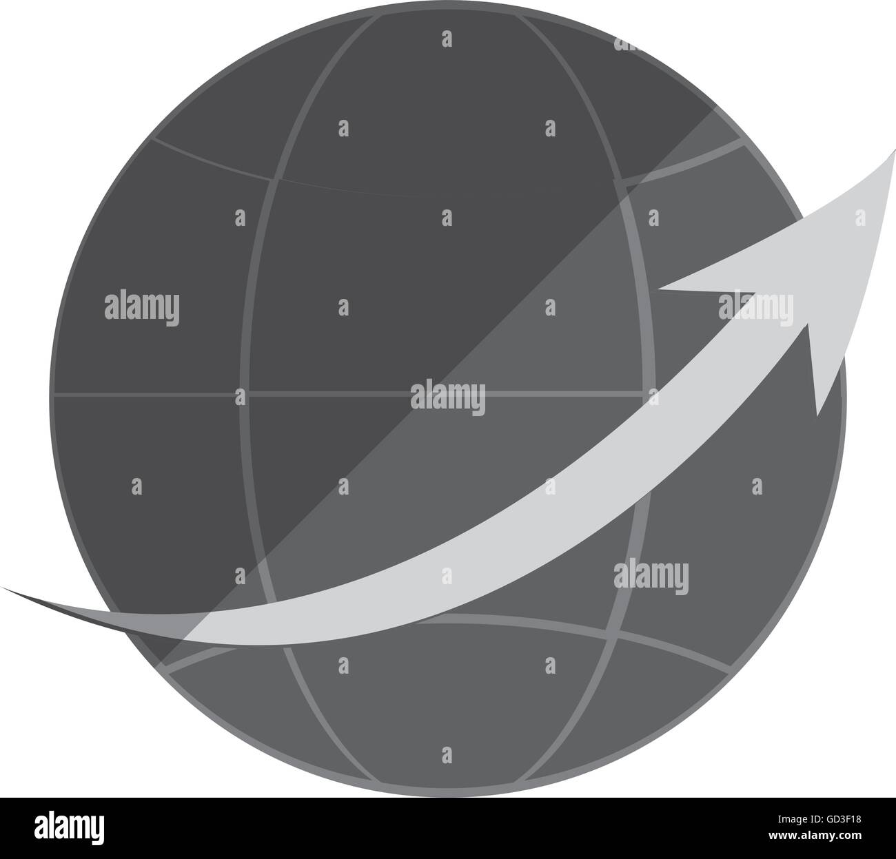 earth globe with latitudes and meridians and arrow icon Stock Vector ...