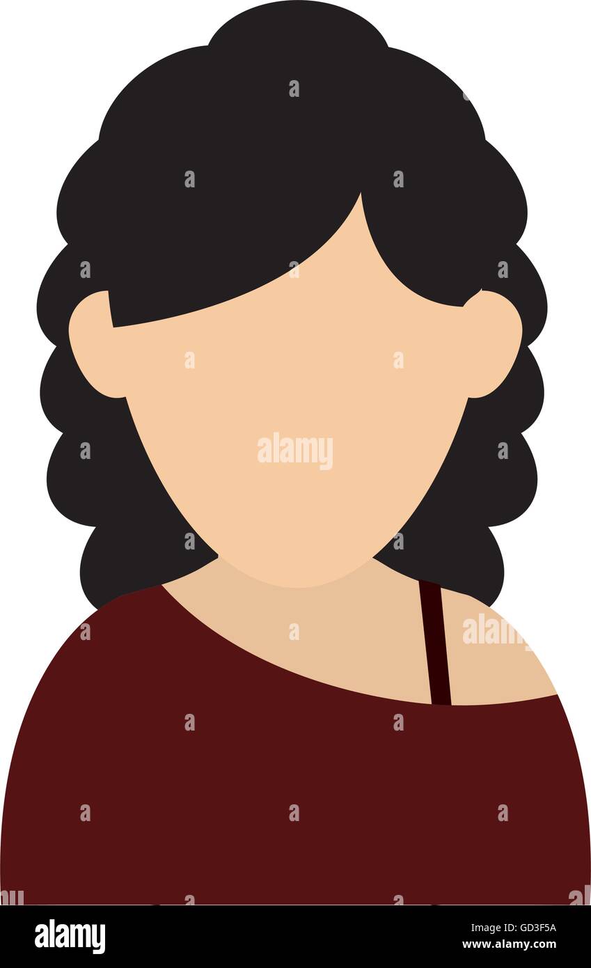 faceless woman with curly hair portrait icon Stock Vector Image & Art ...