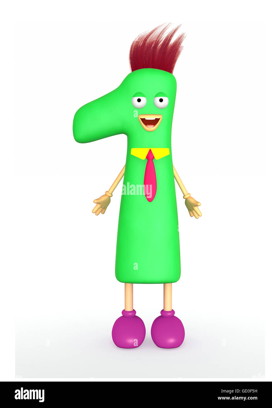 Cartoon character of one digit standing - 3d illustration Stock Photo ...