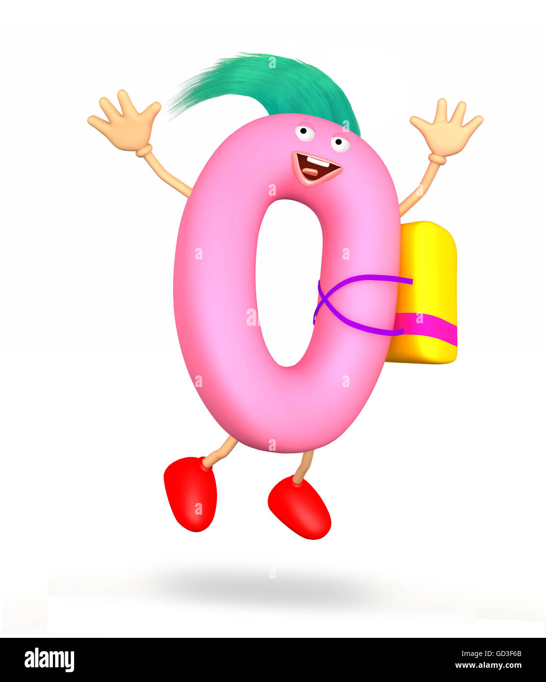 Cartoon character of zero digit have fun - 3d illustration Stock Photo ...