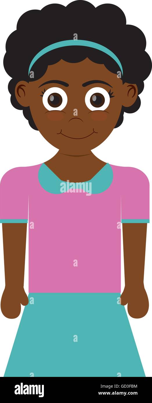 happy girl with dark skin icon Stock Vector Image & Art - Alamy