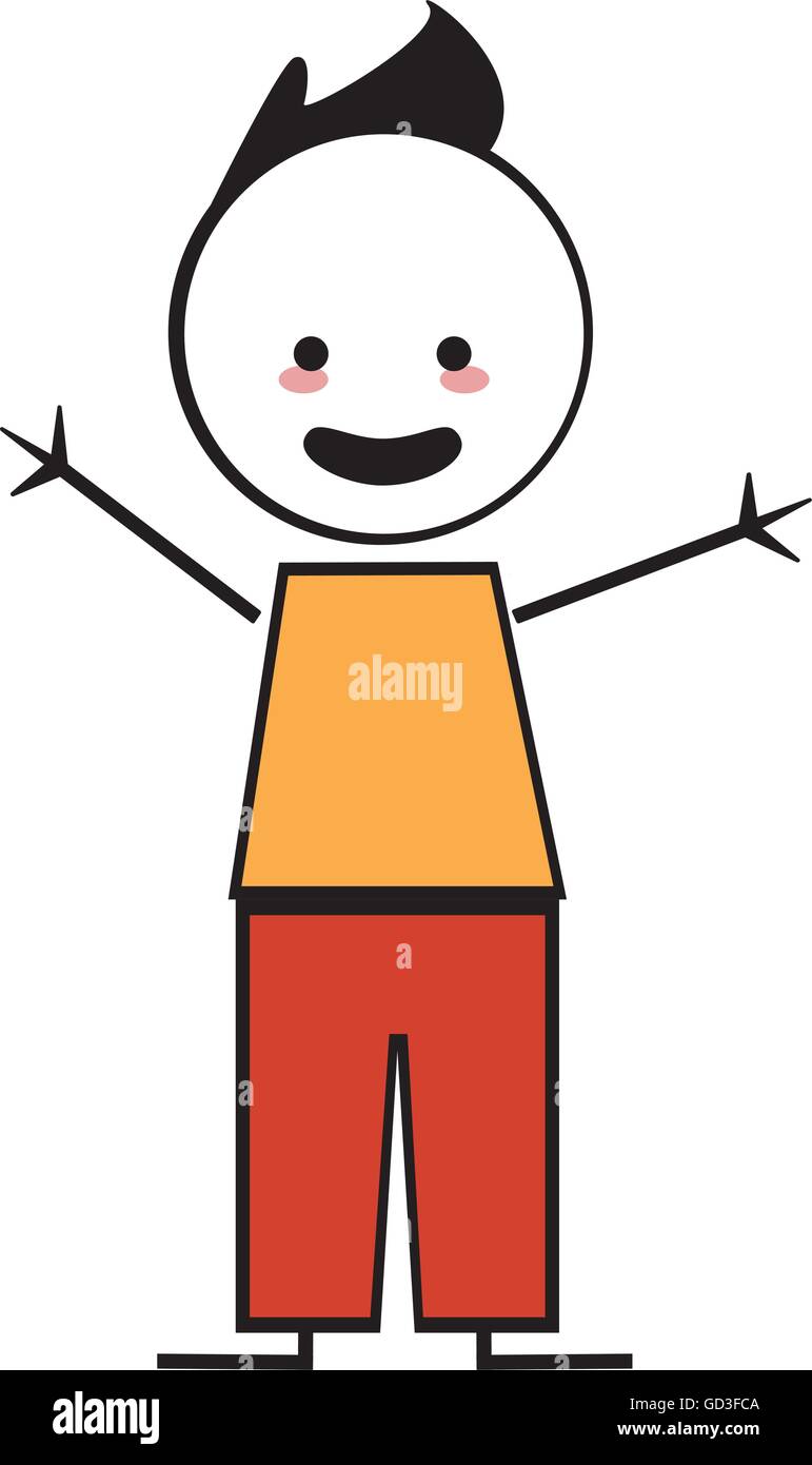 happy boy with open arms icon stick figure Stock Vector Image & Art - Alamy