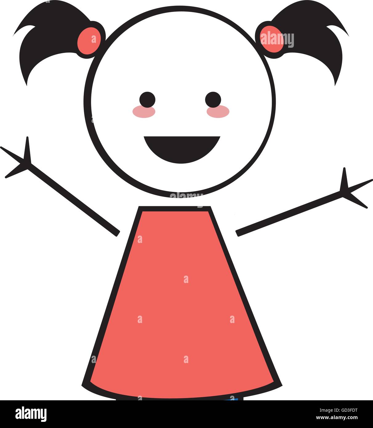 happy girl with pigtails icon stick figure Stock Vector Image & Art - Alamy