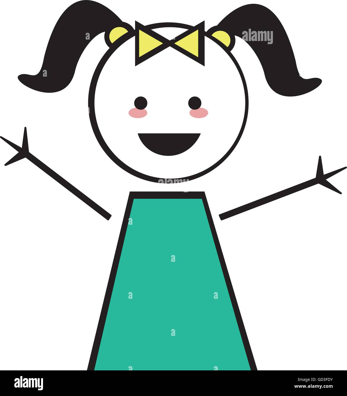 Girl silhouette pigtails Stock Vector Images - Alamy