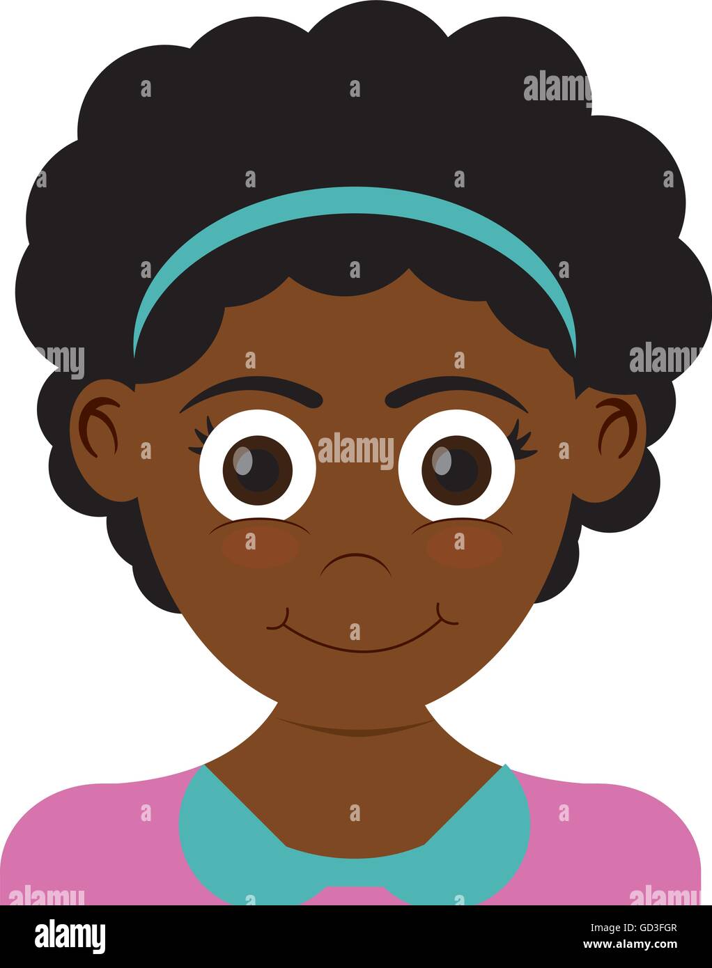 happy girl with dark skin icon Stock Vector Image & Art - Alamy