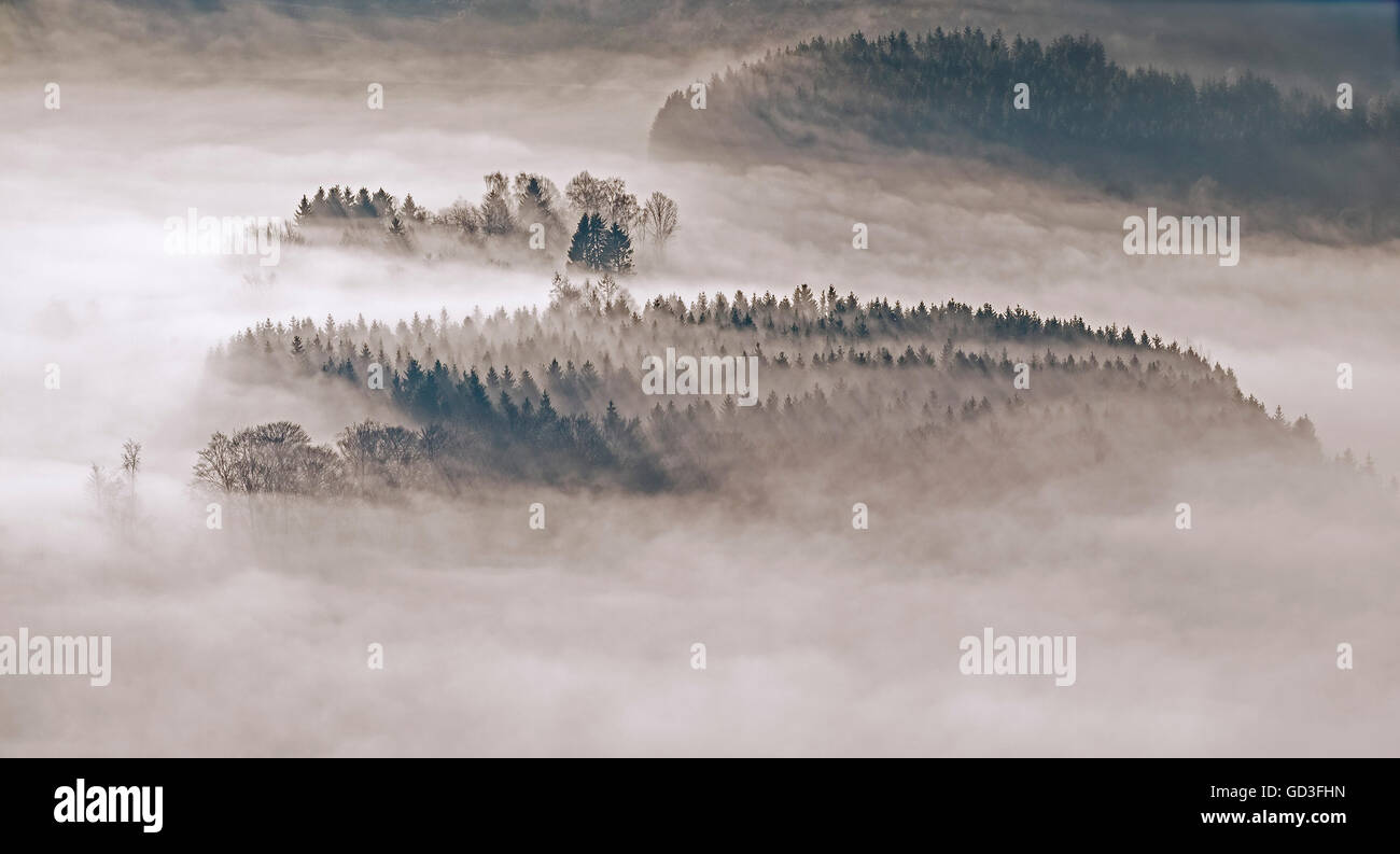 Aerial view, Eversberg,oldest half-timbered village in the Sauerland ...