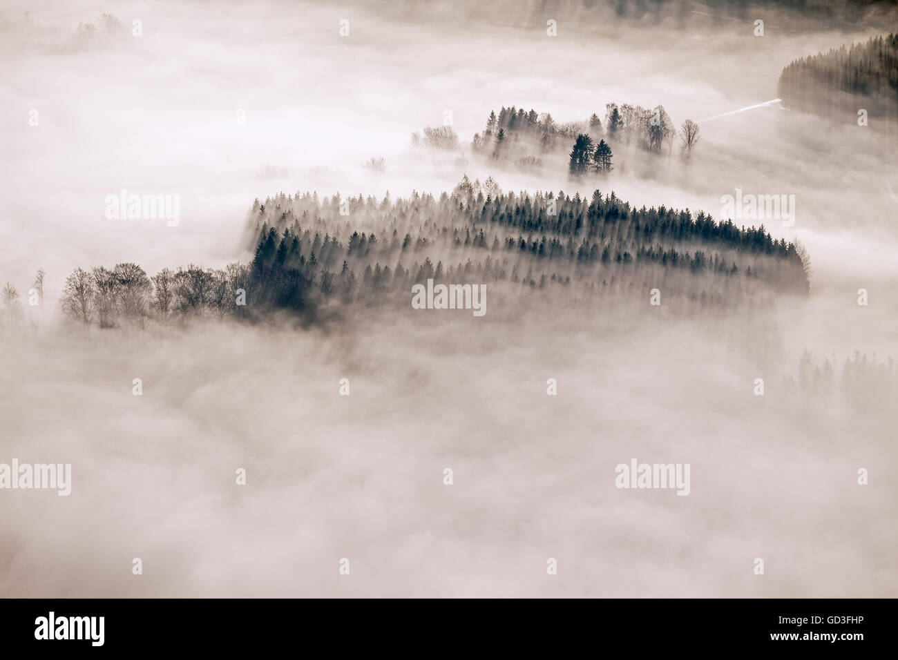 Aerial view, Eversberg,oldest half-timbered village in the Sauerland ...