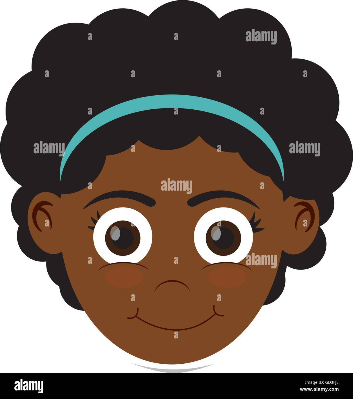 happy girl with dark skin icon Stock Vector Image & Art - Alamy