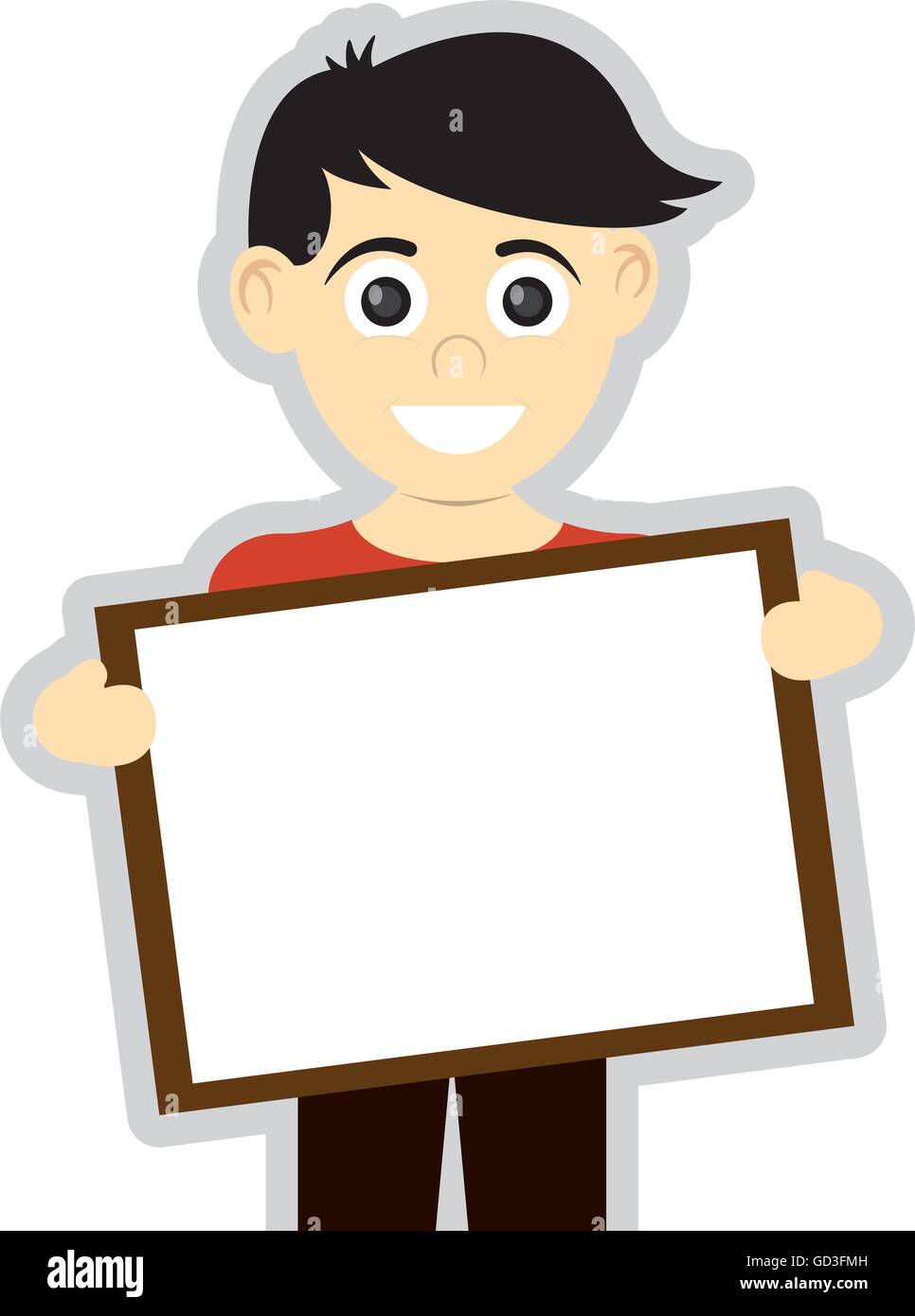 happy boy holding board icon Stock Vector Image & Art - Alamy
