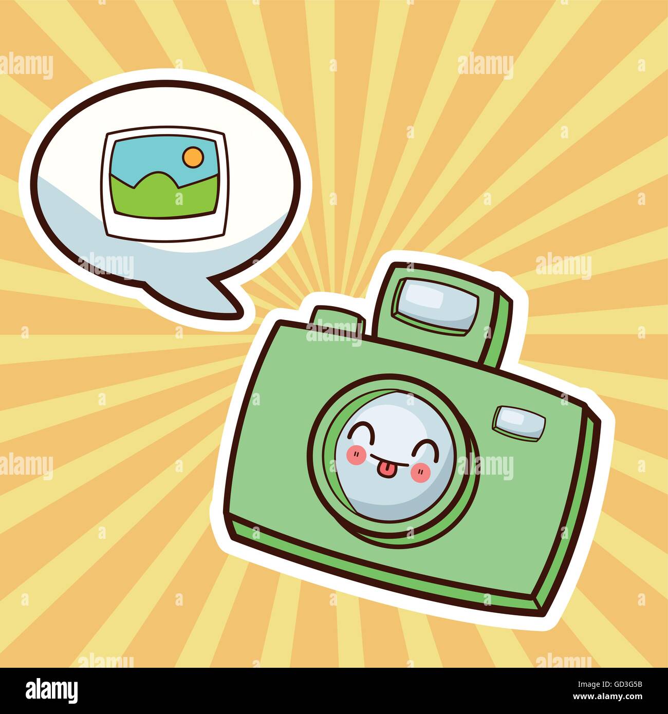Kawaii cartoon. Technology and Social media. Vector graphic Stock ...