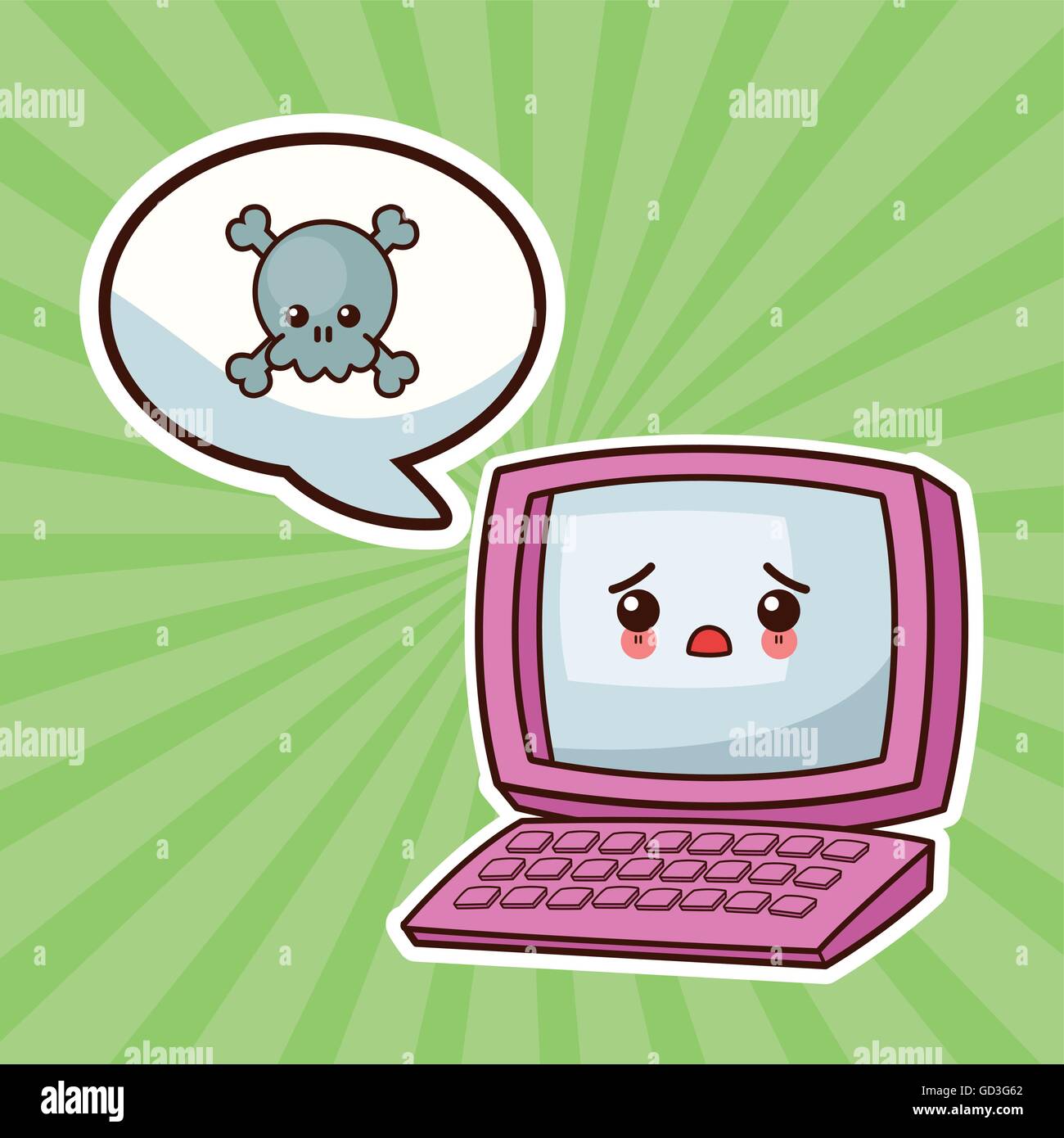 Kawaii cartoon. Technology and Social media. Vector graphic Stock ...