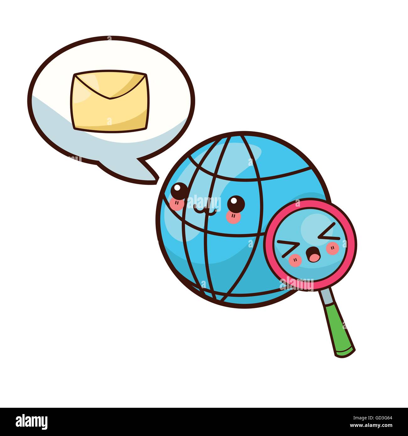 Kawaii cartoon. Technology and Social media. Vector graphic Stock ...