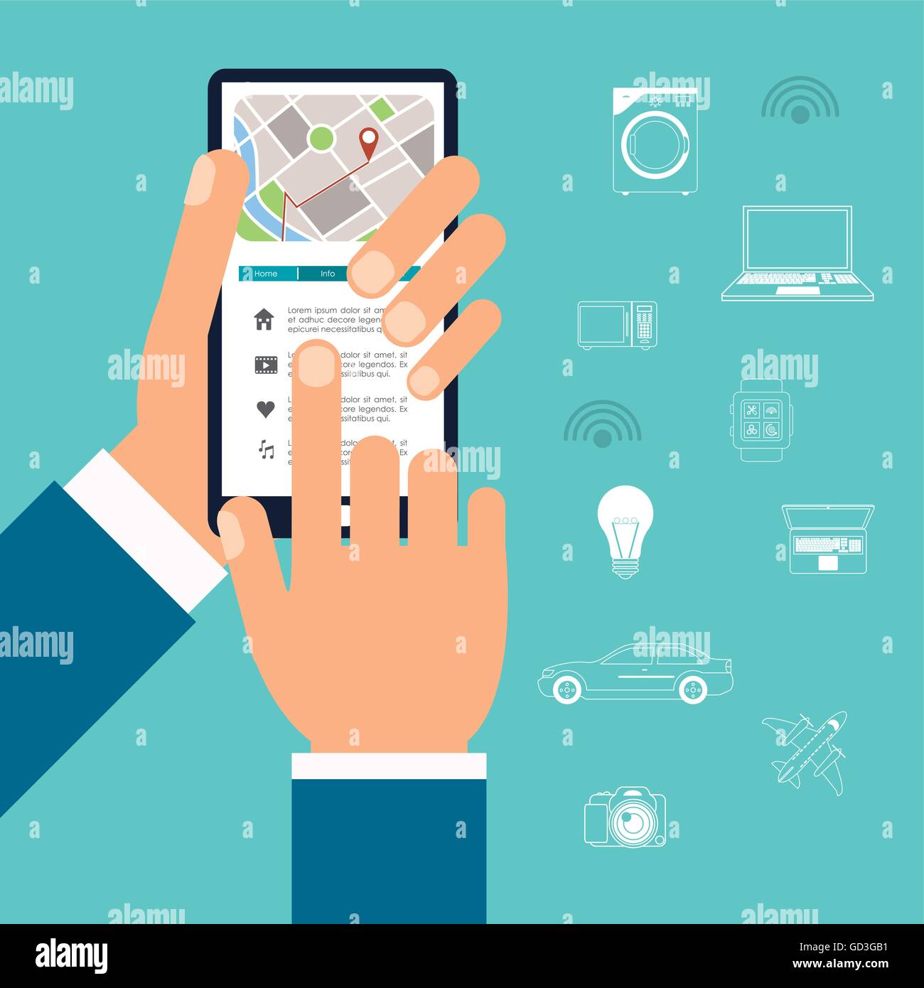 Smart city and smartphone icon. Technology and Internet design Stock ...