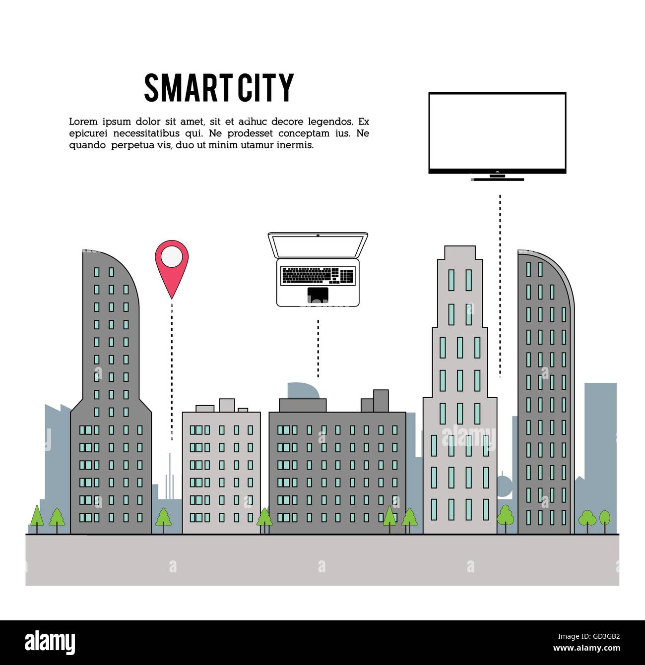 Smart city and icon set. Technology and Internet design. Vector Stock ...