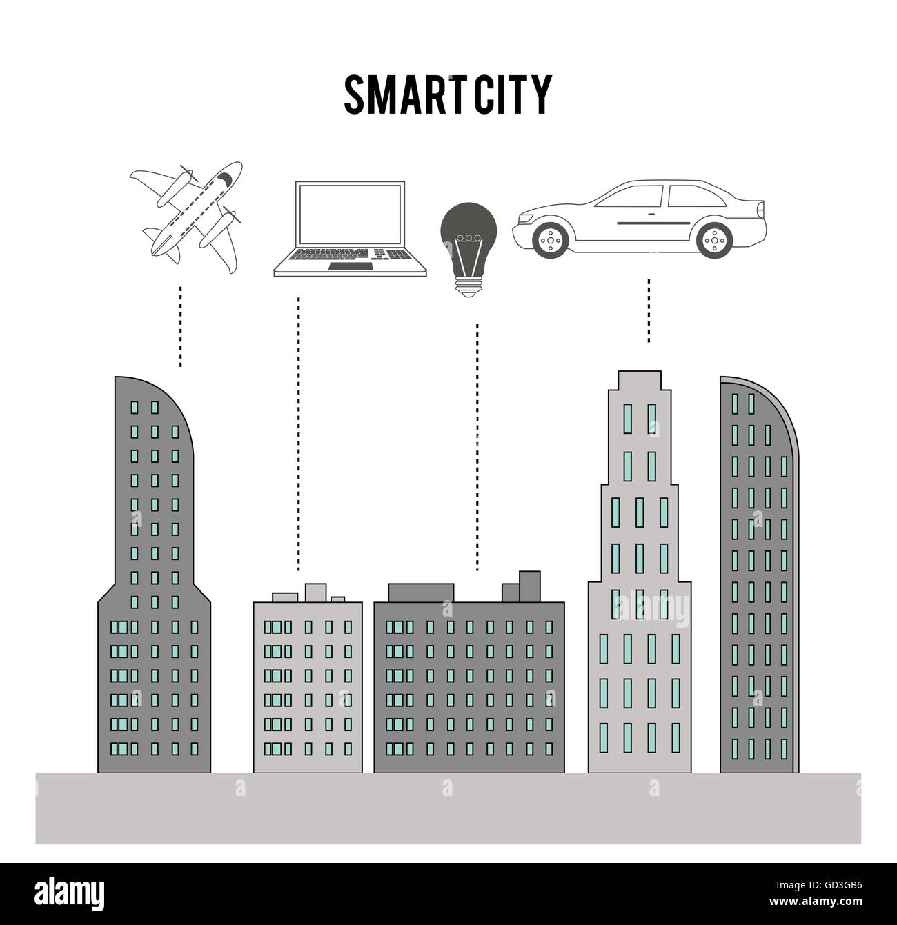 Smart city and icon set. Technology and Internet design. Vector Stock ...