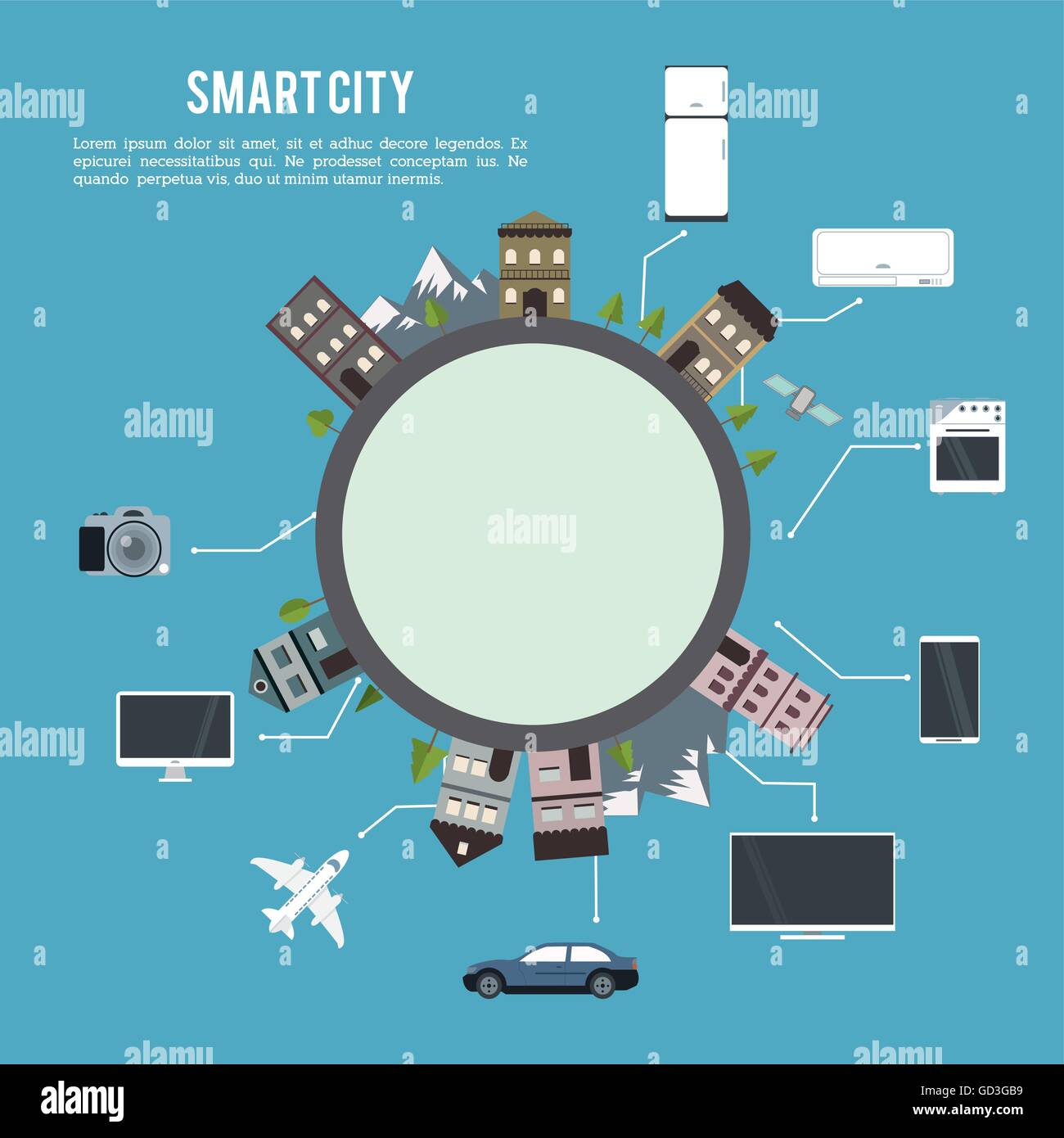 Smart city and icon set. Technology and Internet design. Vector Stock ...