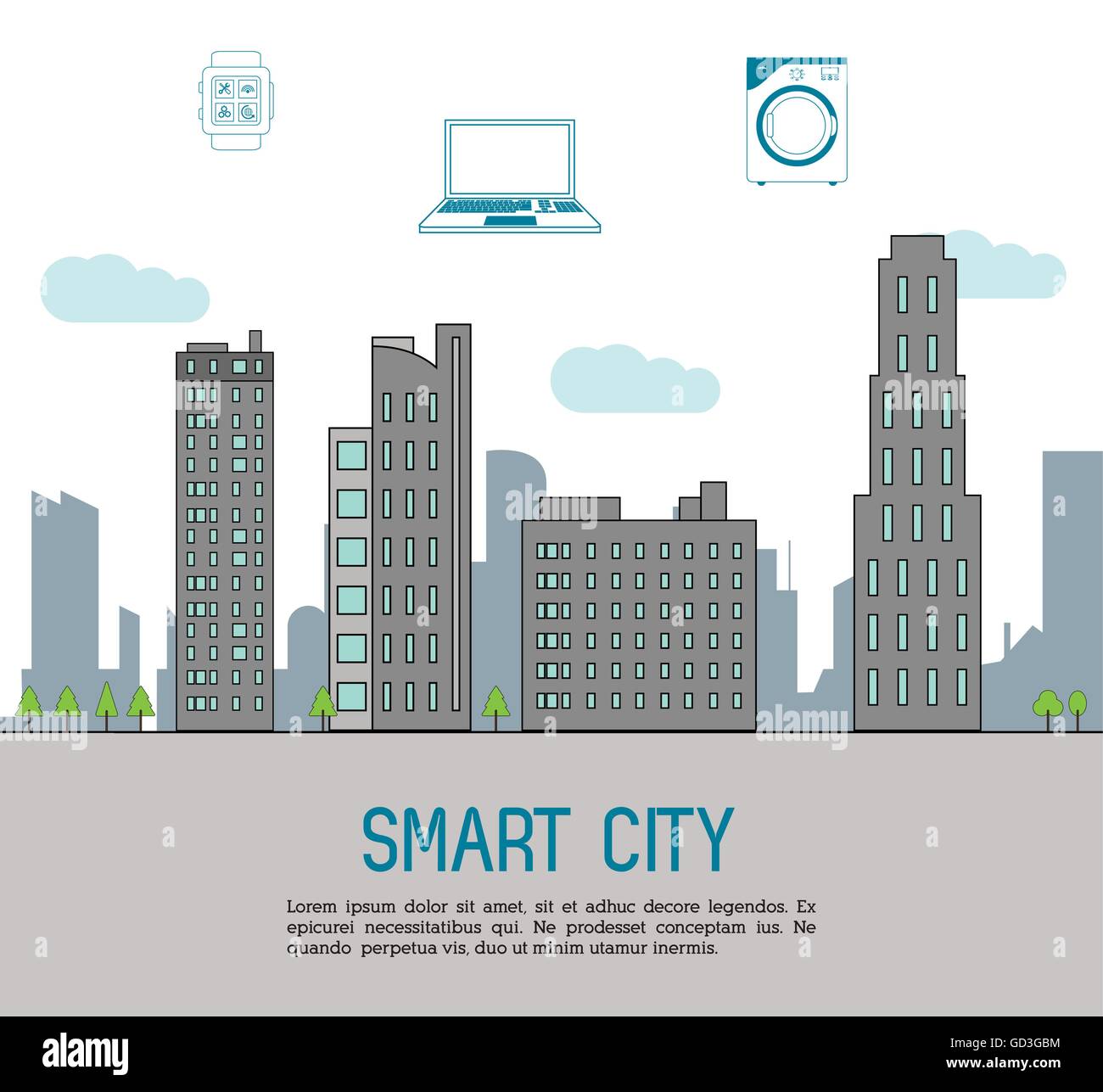 Smart city and icon set. Technology and Internet design. Vector Stock ...