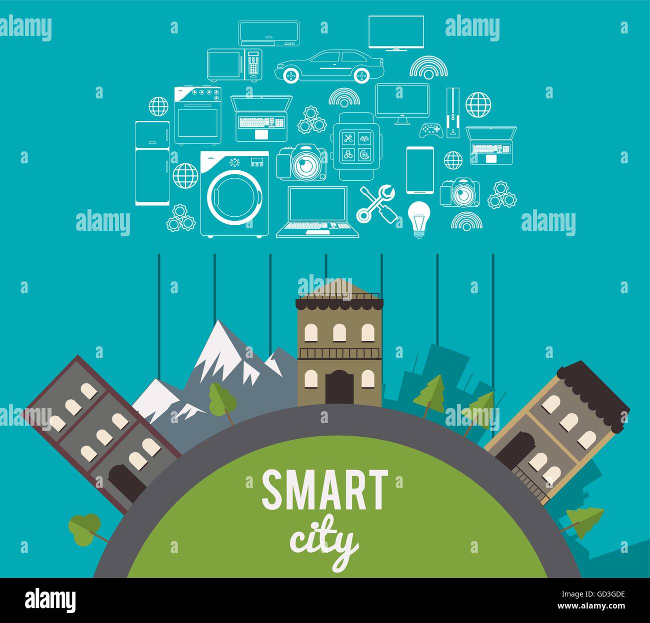Smart city and icon set. Technology and Internet design. Vector Stock ...