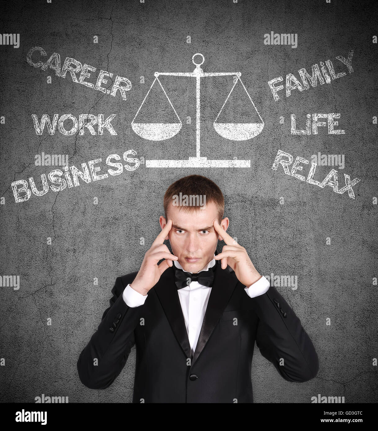 businessman thinking, choose between career and family Stock Photo - Alamy