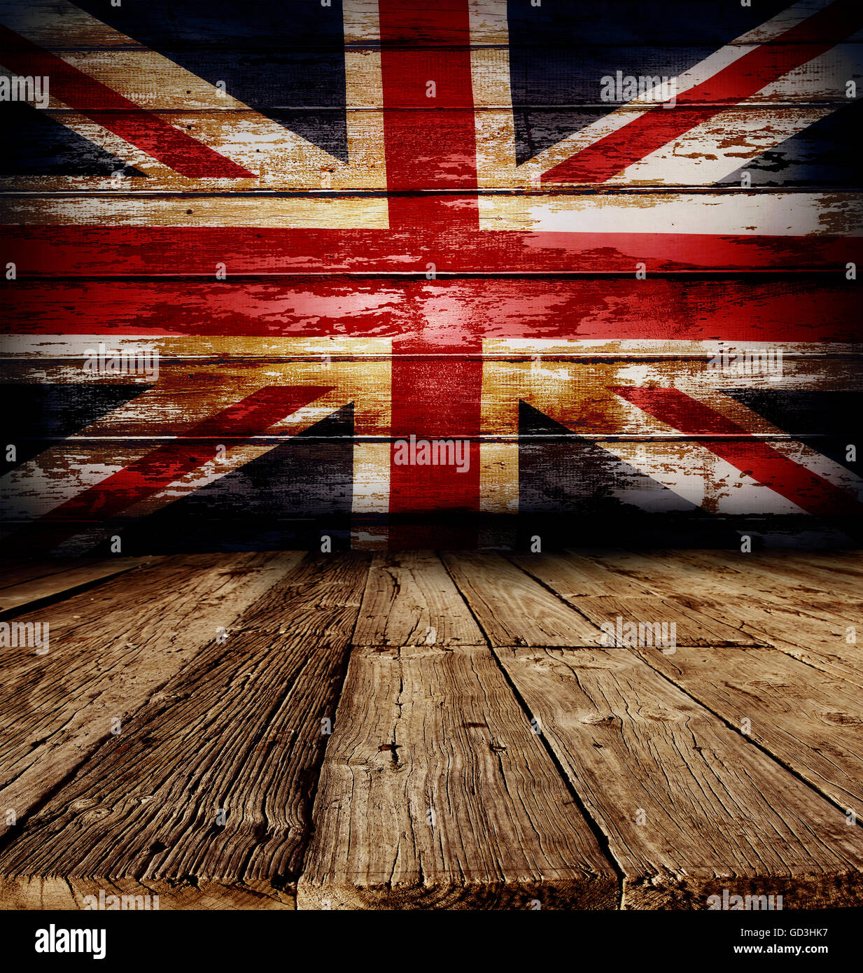 Union Jack flag on wooden boards Stock Photo - Alamy