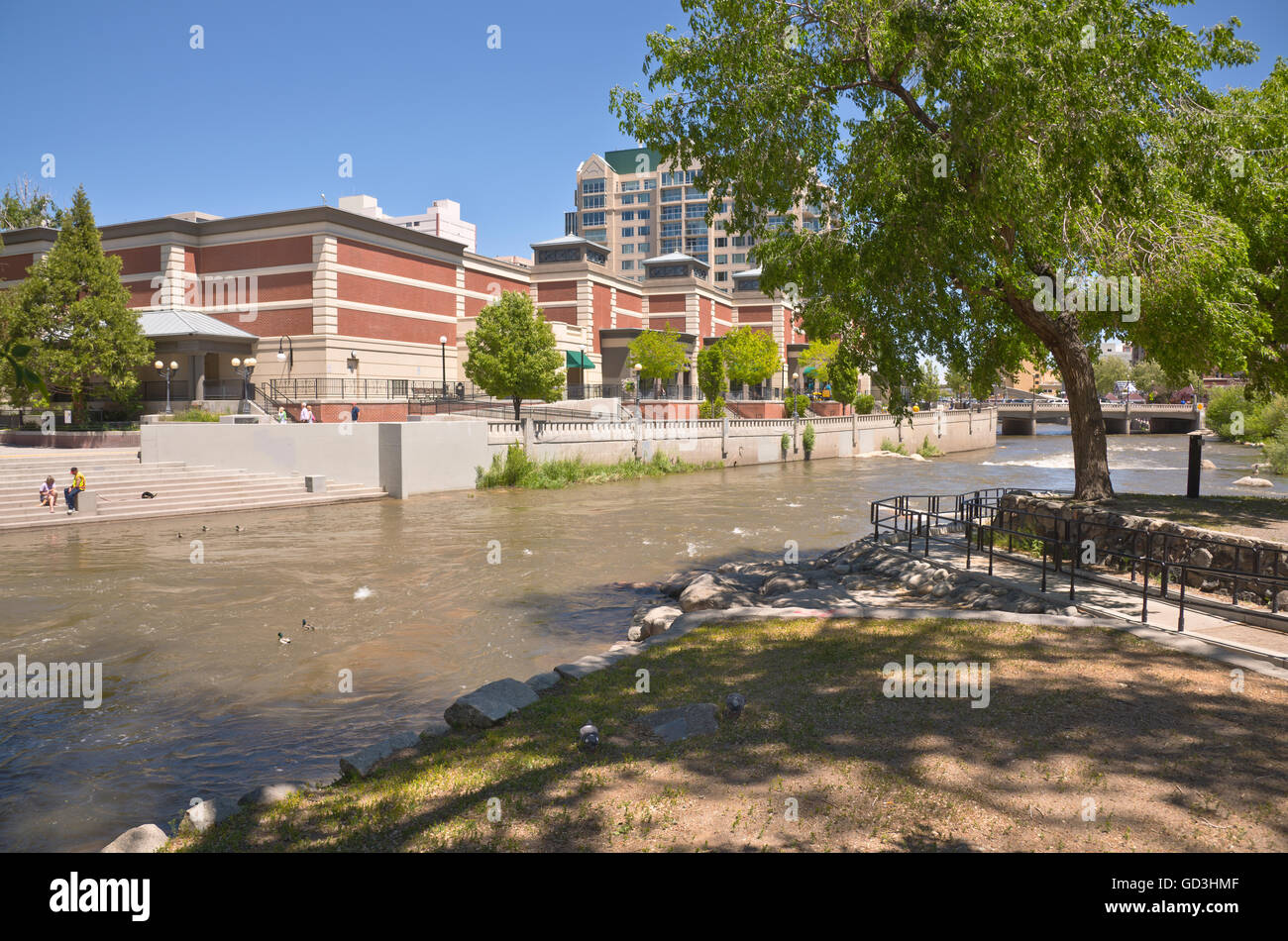Downtown Reno Nevada promenade architecture and river Stock Photo - Alamy