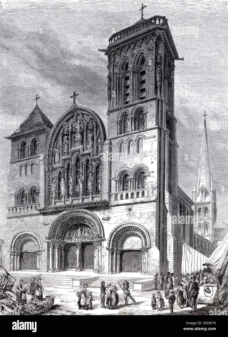 Vézelay Abbey, a Benedictine and Cluniac monastery in Vézelay, Burgundy ...