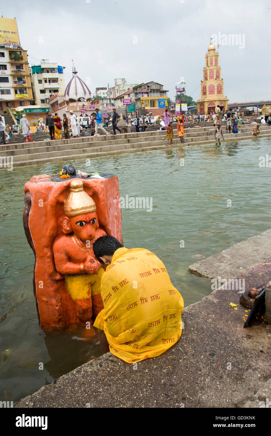 Child sadhu praying hanuman statue, Nasik, maharashtra, india, asia ...