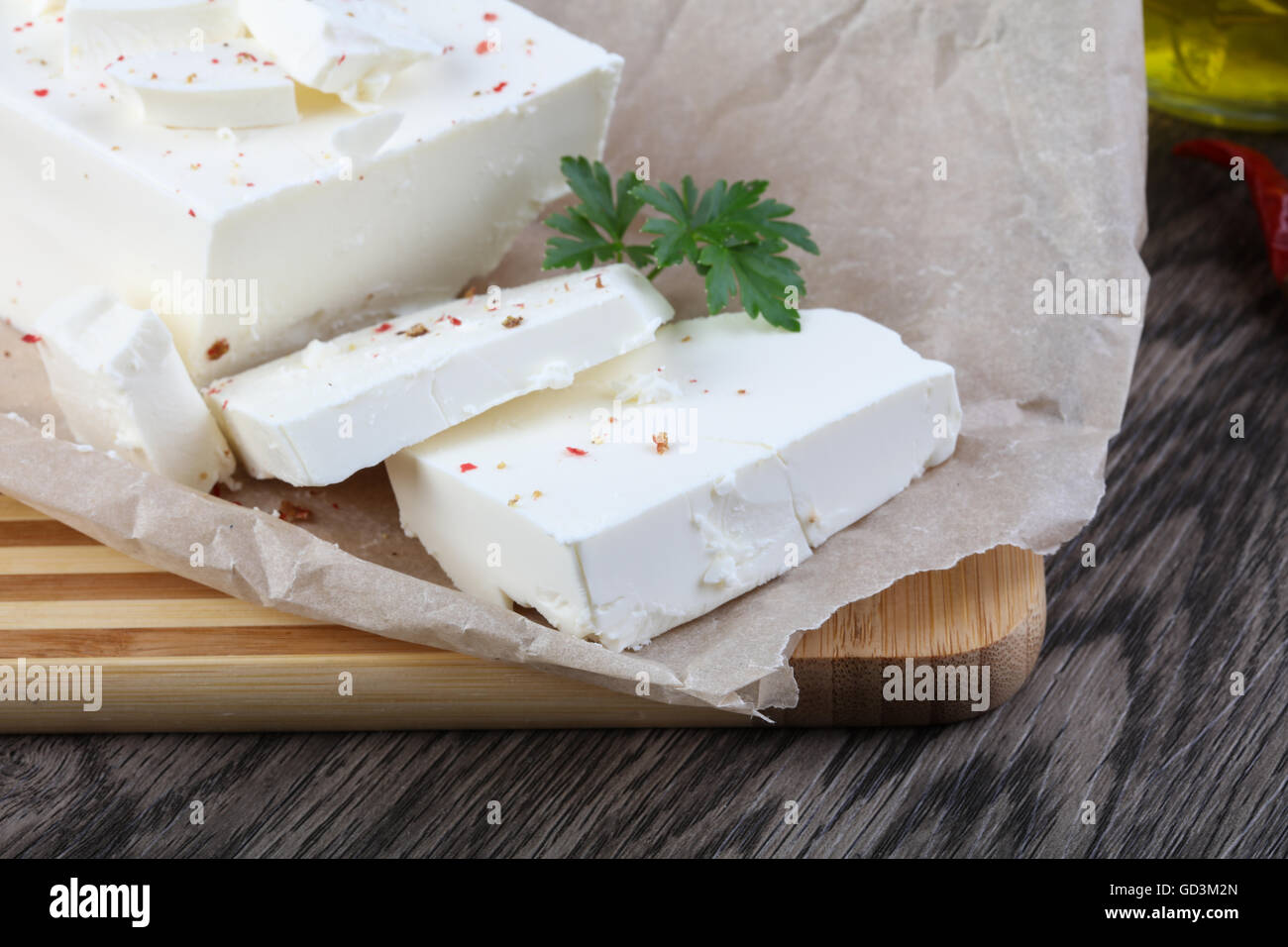Feta cheese with spices ready for eat Stock Photo - Alamy