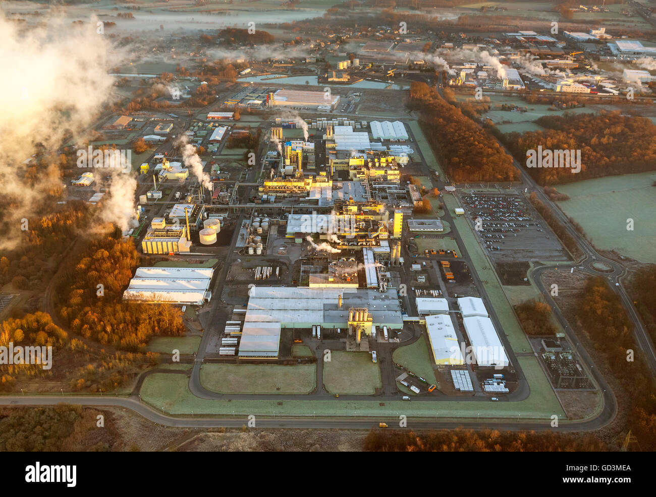 Aerial, Commercial Area Uentrop the Datteln-Hamm Canal with Dupont ...