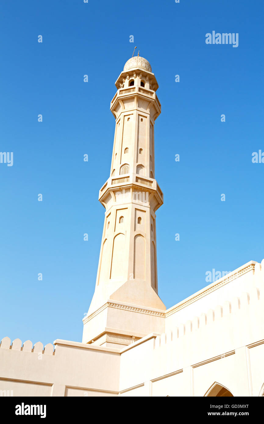 minaret and religion in clear sky in oman muscat the old mosque Stock ...