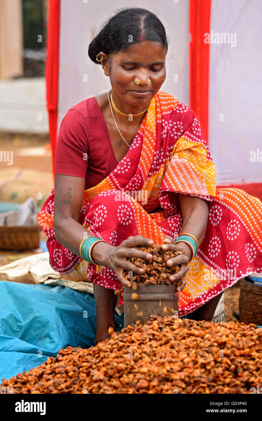 Tribal woman, haat bazaar, bastar, chhattisgarh, india, asia Stock ...
