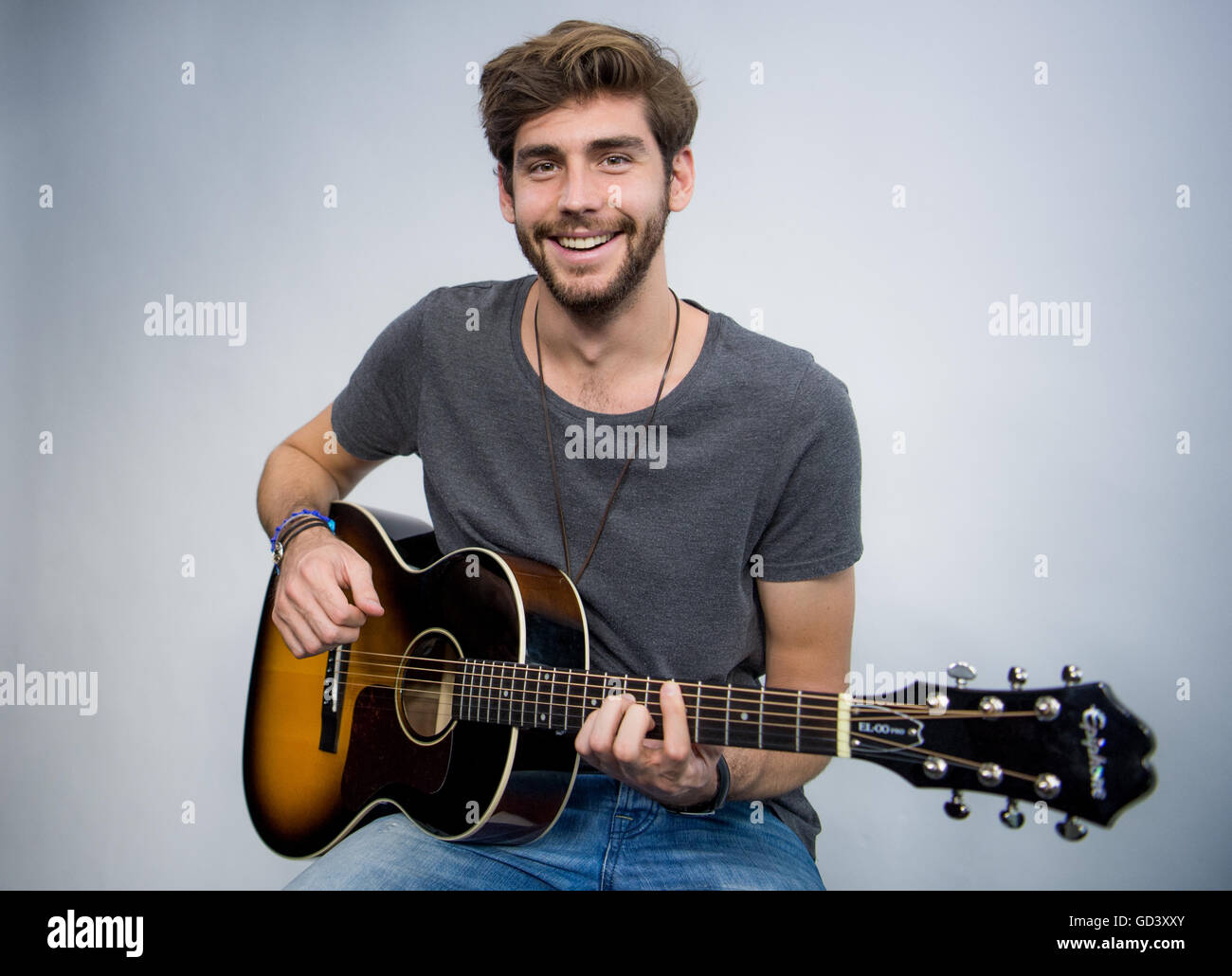 Berlin, Germany. 8th July, 2016. Singer Alvaro Soler smiles for the ...