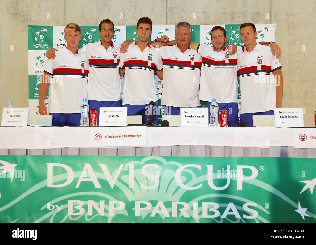 Trinec, Cr. 12th July, 2016. Tennis players, from left, Zdenek Kolar ...