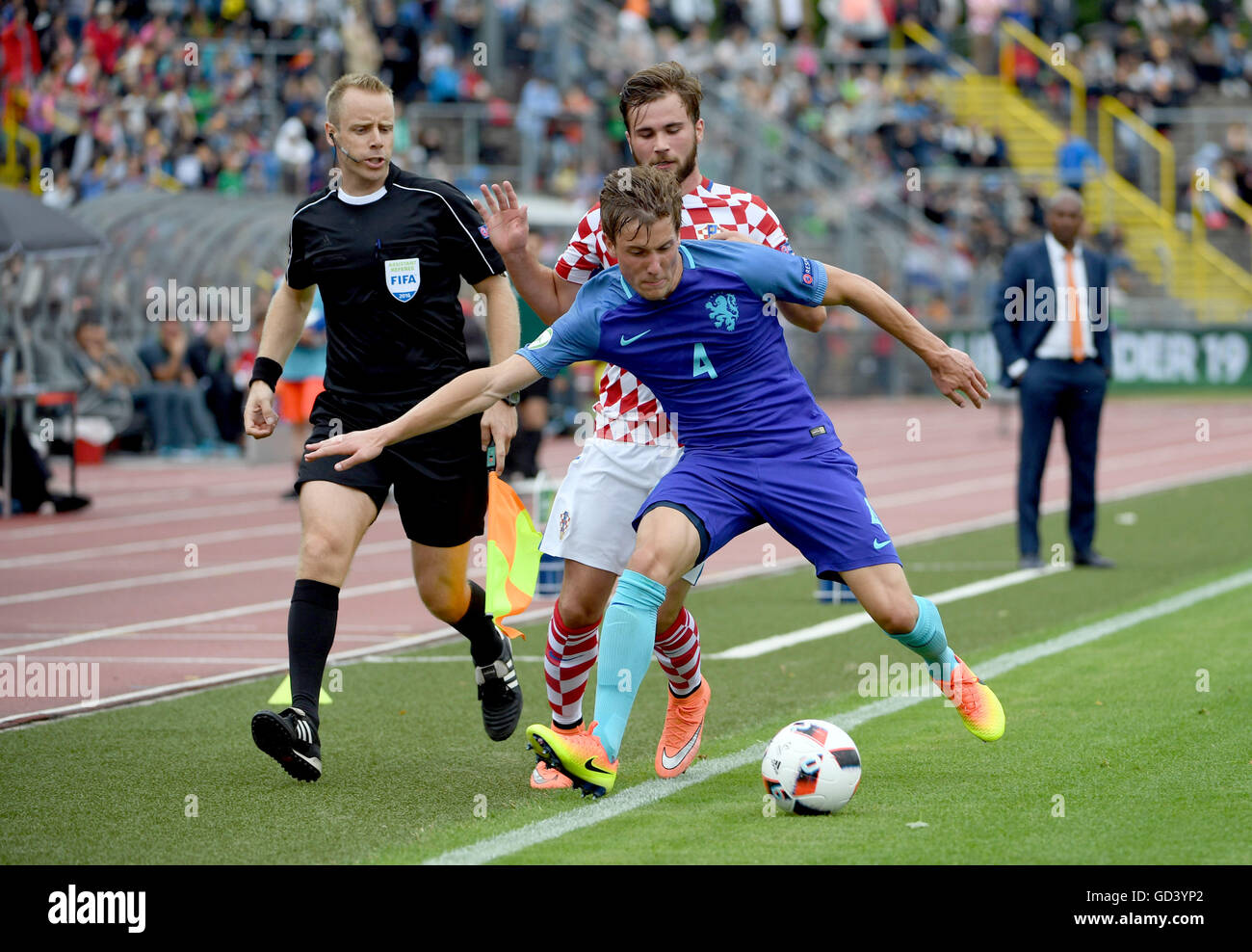 Ulm, Germany. 12th July, 2016. Croatia's Fran Brodic (l) and The ...