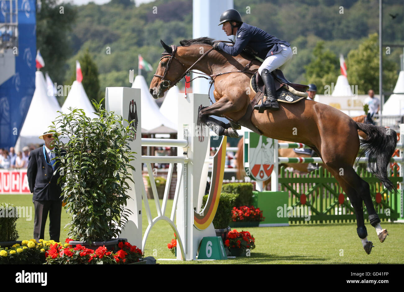 Aachen, Germany. 12th July, 2016. British show jumper Michael Whitaker ...