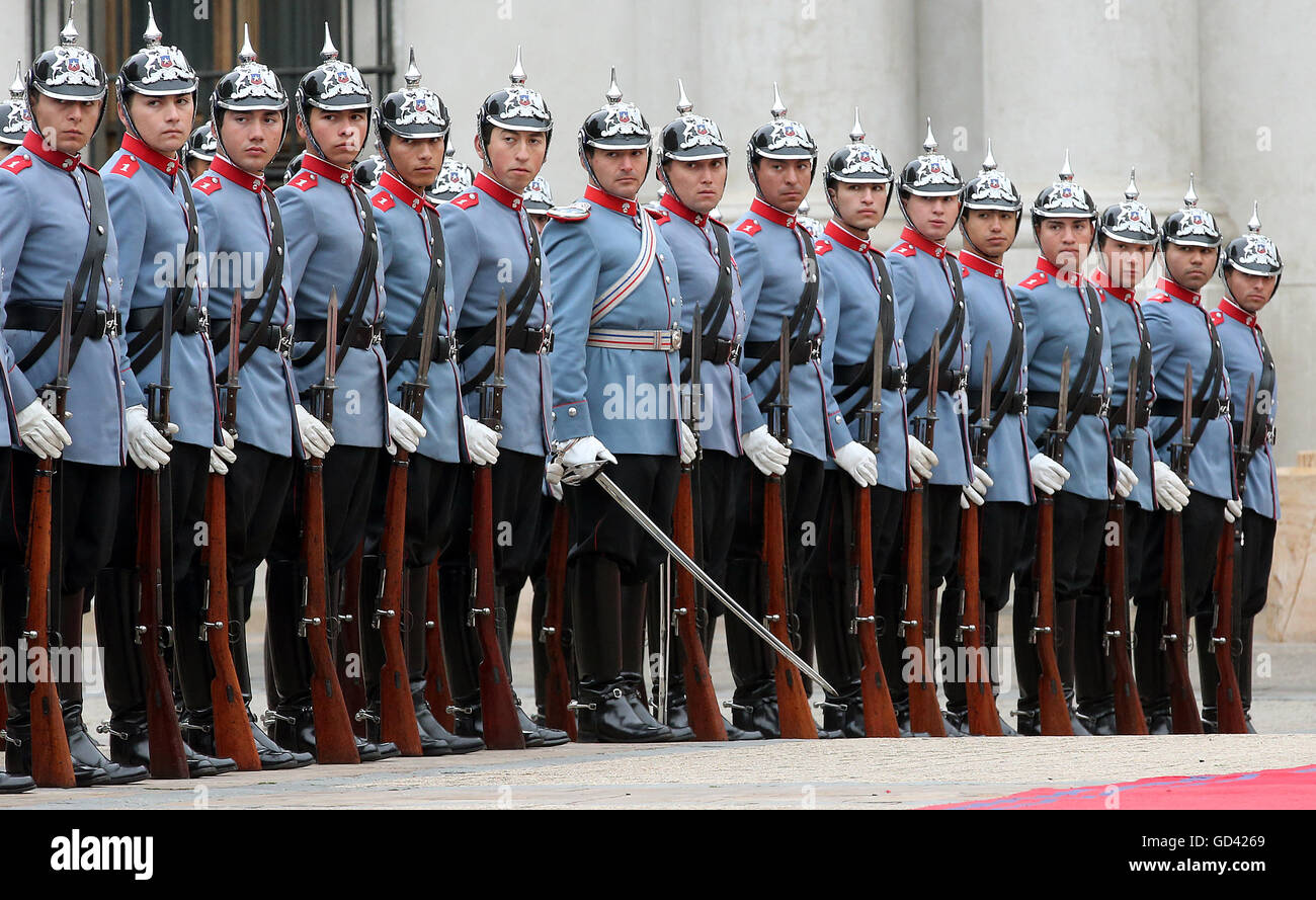 Santiago de Chile, Chile. 12th July, 2016. Soldiers of the Chilenian ...