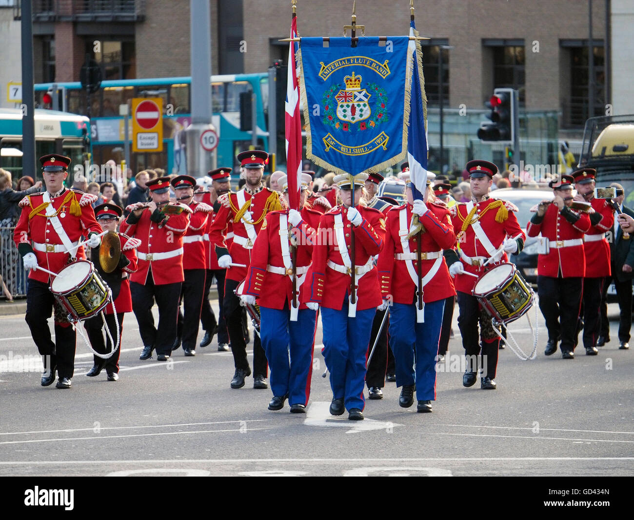 Liverpool, UK. 12th July, 2016. The Orange Lodge Parade marching ...