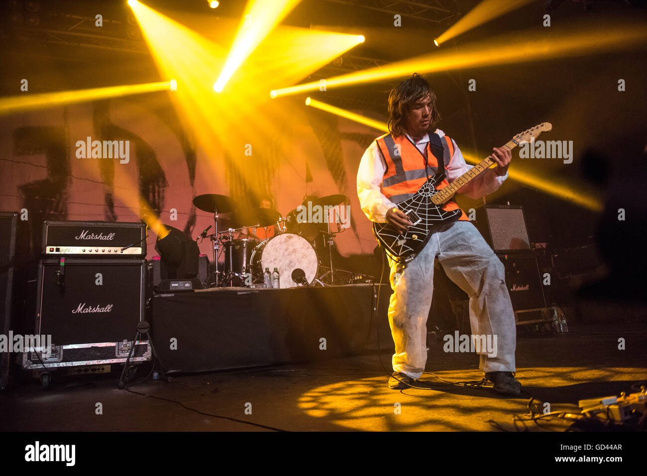 London, UK. 12th July, 2016. Zac Carper of Fidlar performs on stage at ...
