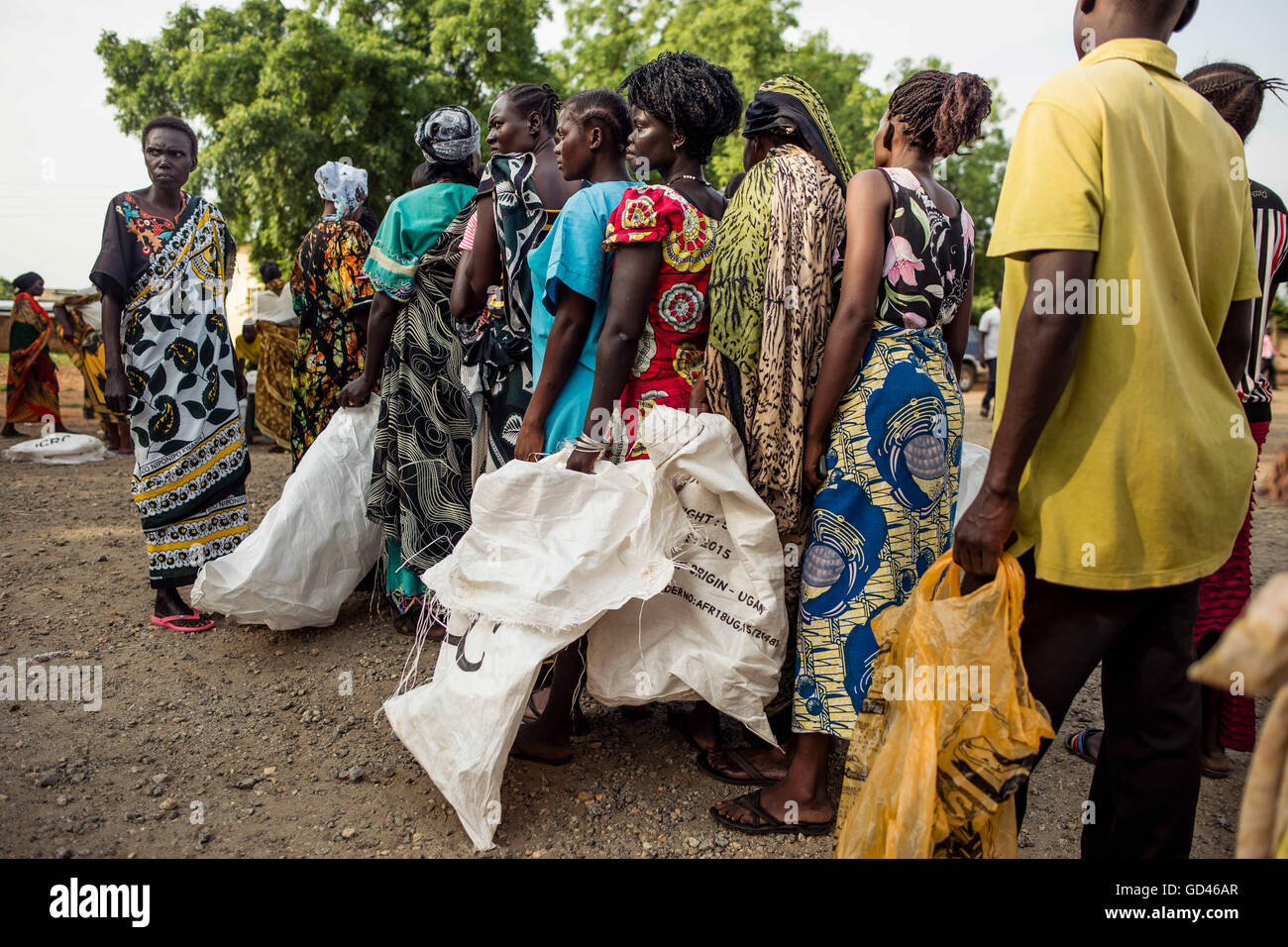 Juba, South Sudan. 12th July, 2016. Refugees stand on the grounds of ...