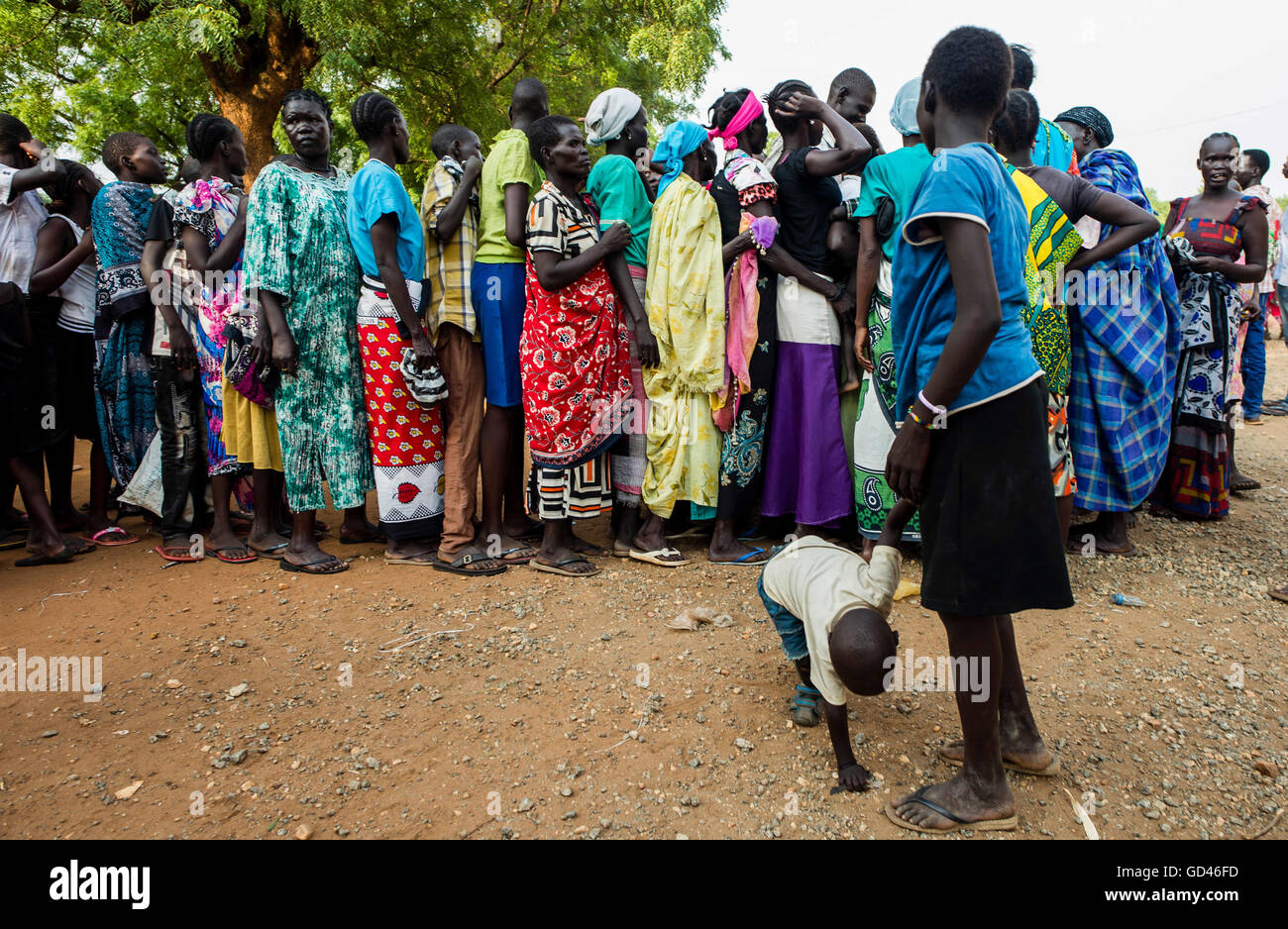 Juba, South Sudan. 12th July, 2016. People stand on the grounds of St ...