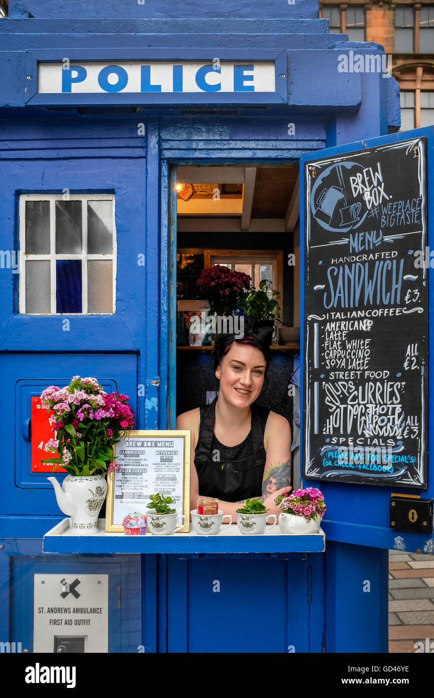 1936 traditional police box, transformed into a coffee shop, Merchant ...