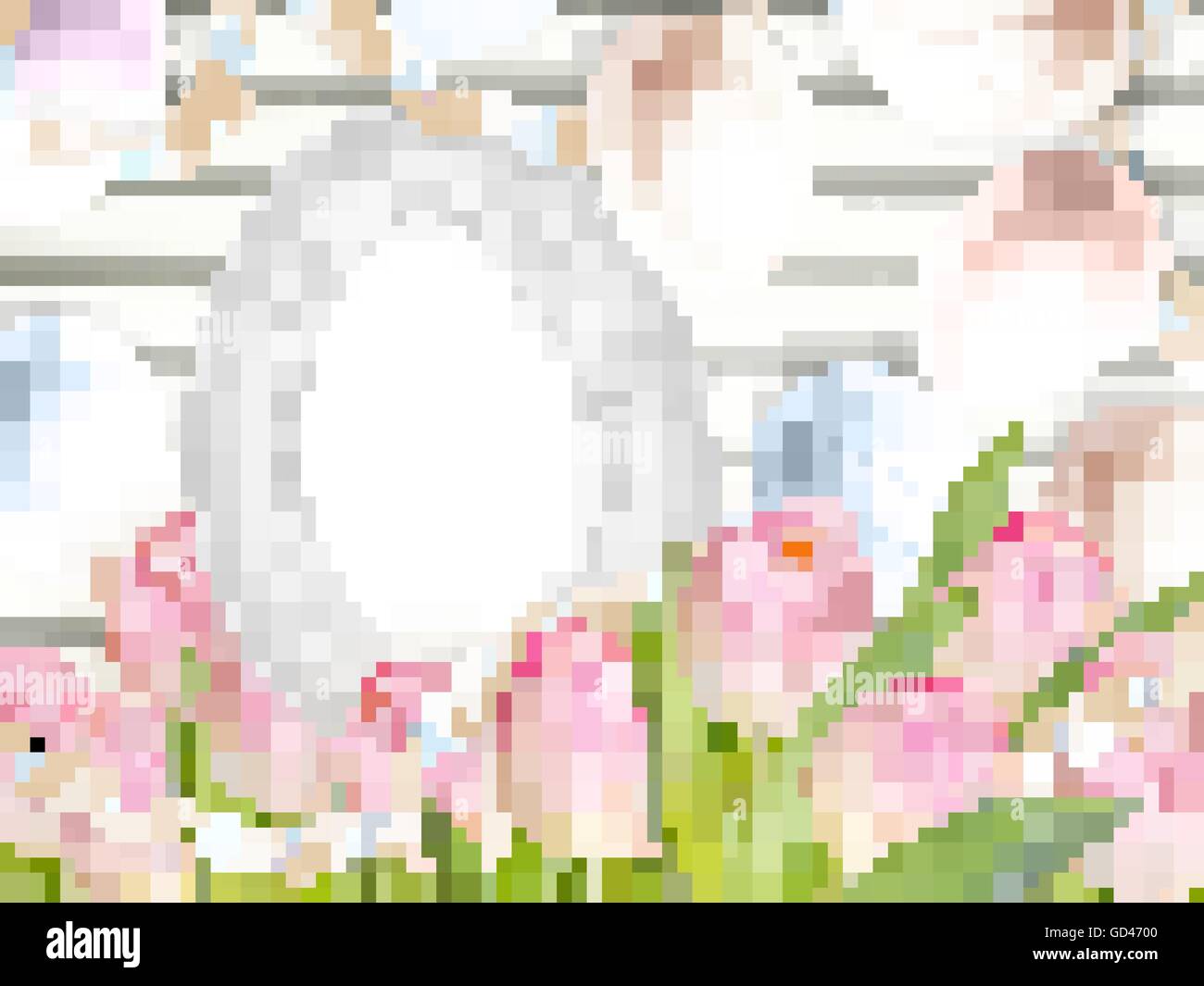 Blank picture frame with flowers and ribbon Stock Vector Images - Alamy