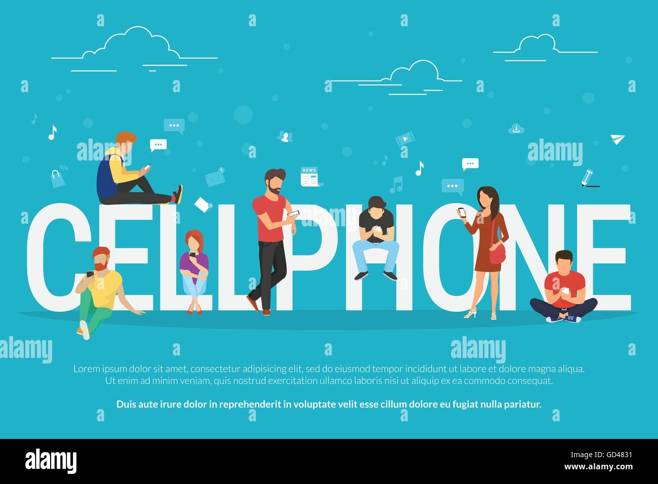 Man using cellphone digital Stock Vector Images - Alamy