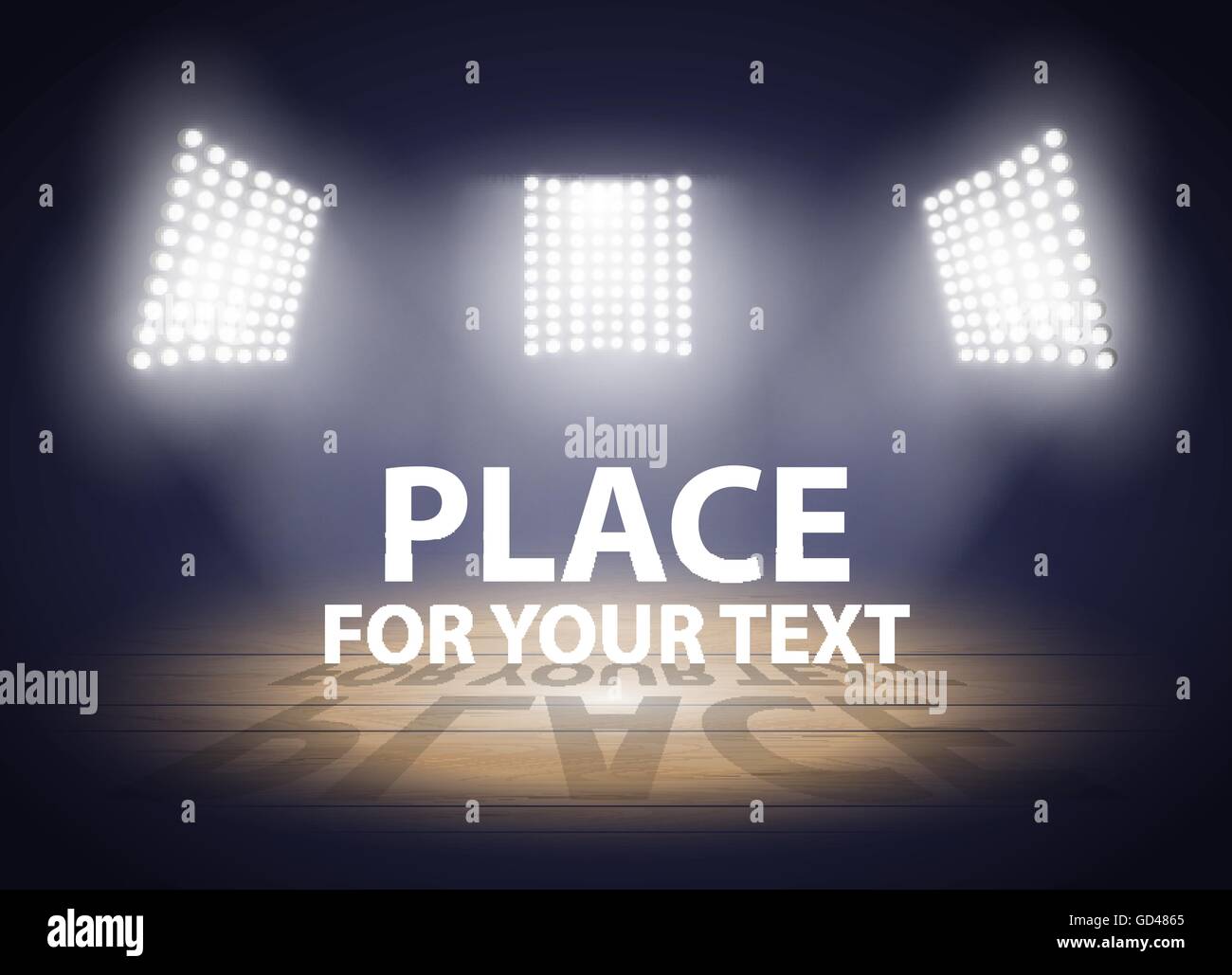 Stadium lights. Three spotlights on a Basketball arena. Vector ...