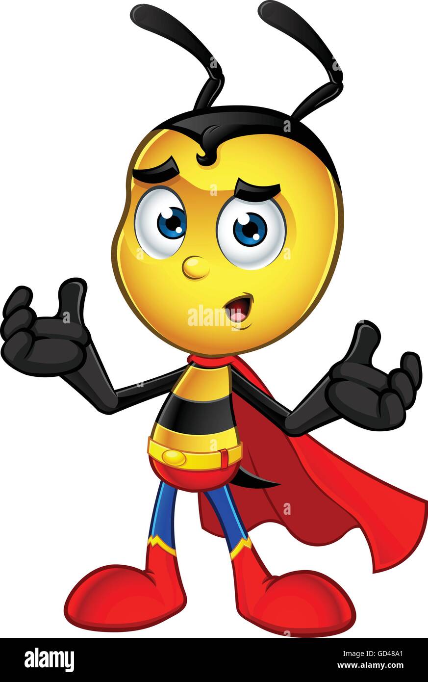 A cartoon illustration of a cute looking Superhero Little Bee Character ...