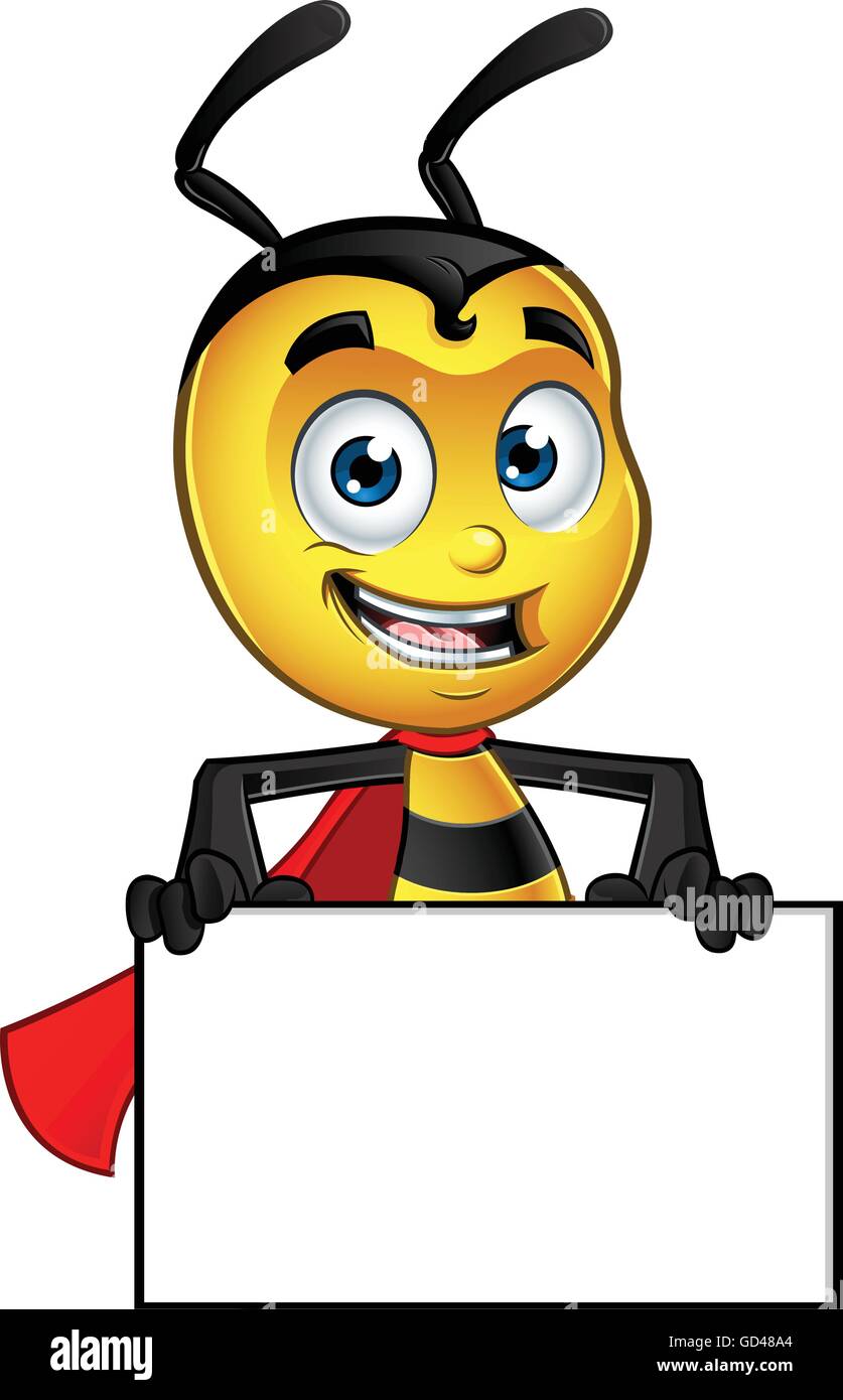 A cartoon illustration of a cute looking Superhero Little Bee Character ...