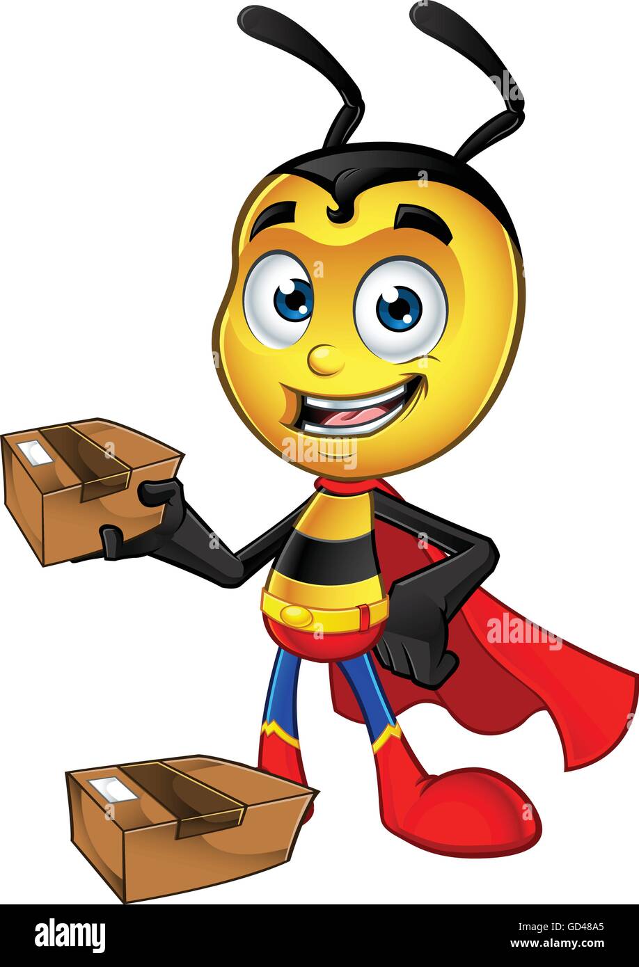 A cartoon illustration of a cute looking Superhero Little Bee Character ...