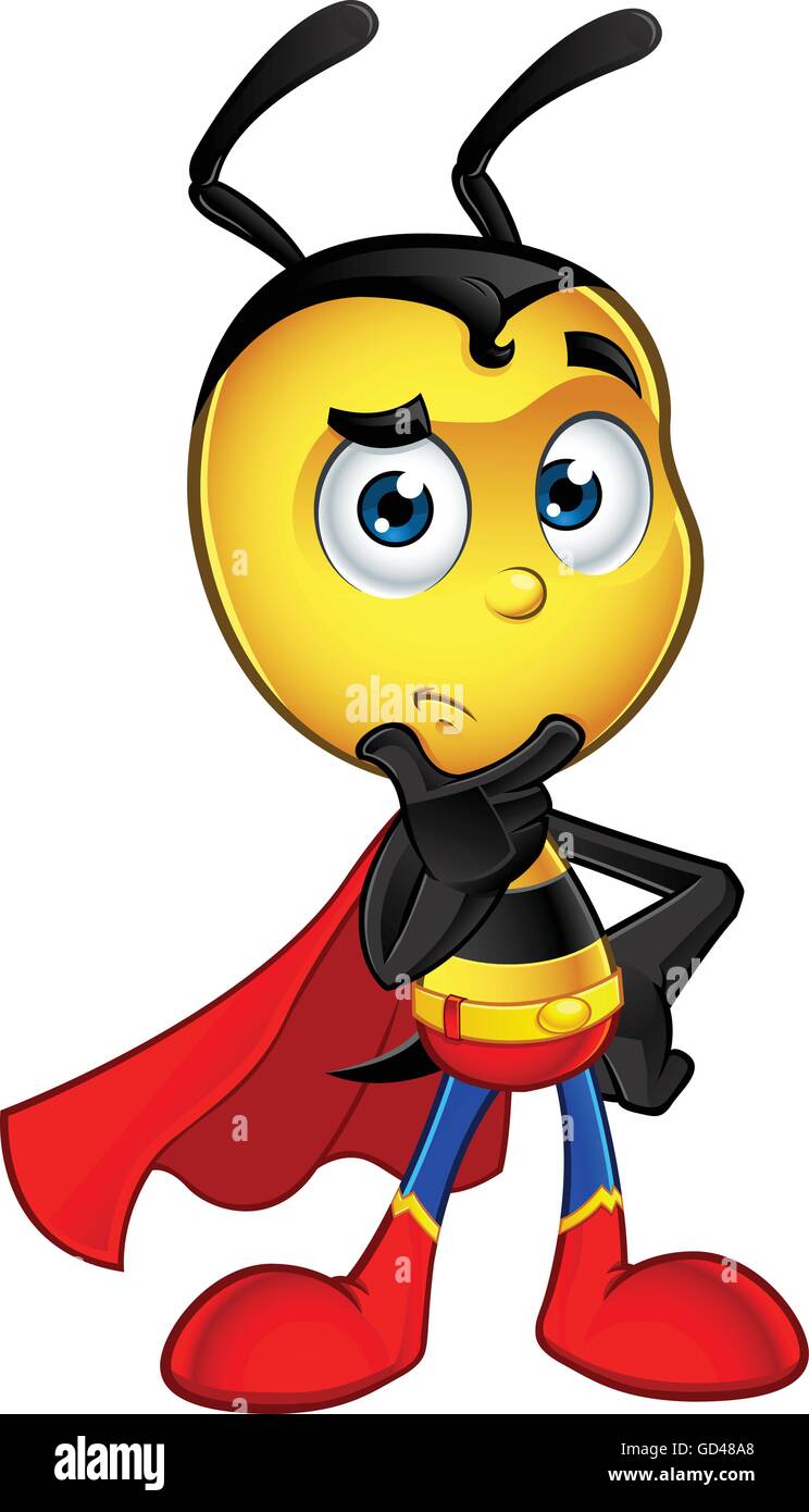 A cartoon illustration of a cute looking Superhero Little Bee Character ...